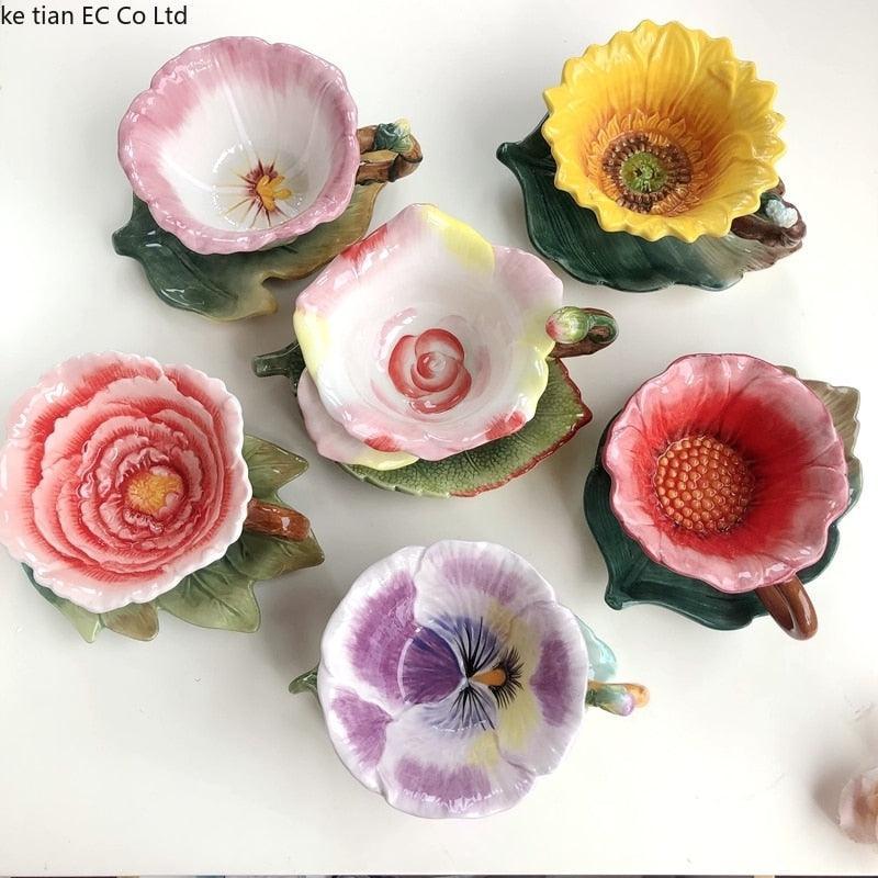 Elegant French Black Tea Cup European Luxury Flower Ceramic Afternoon ...